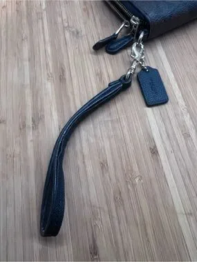 Coach | Bags | Coach Black Signature Zip Around Wristlet Double Zip ...
